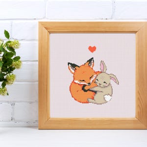 Fox and Bunny Cross Stitch Pattern PDF, Easter Cross, Small Cross ...