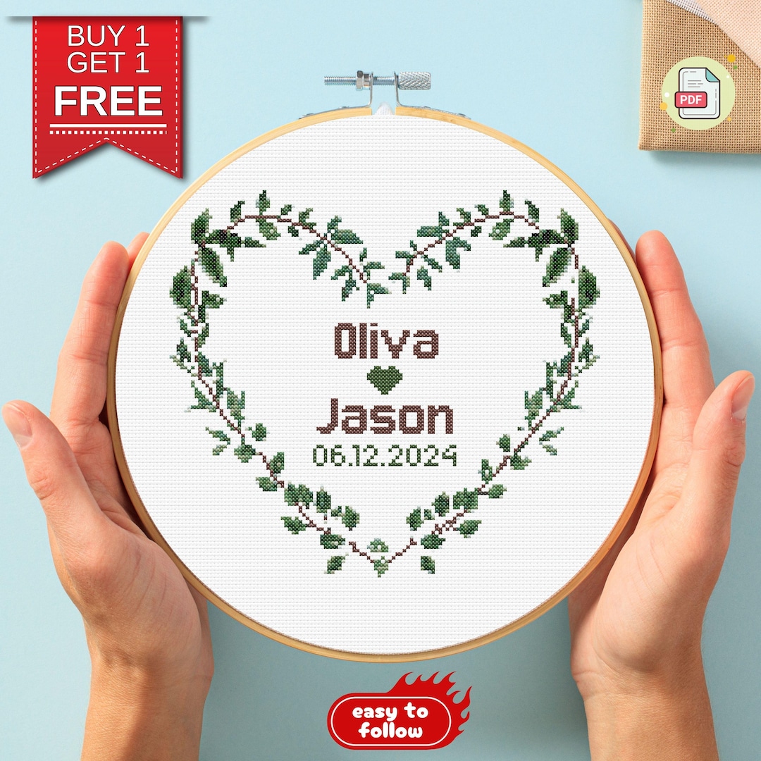 Wedding Modern Cross Stitch Pattern, Personalized Counted Cross Stitch ...