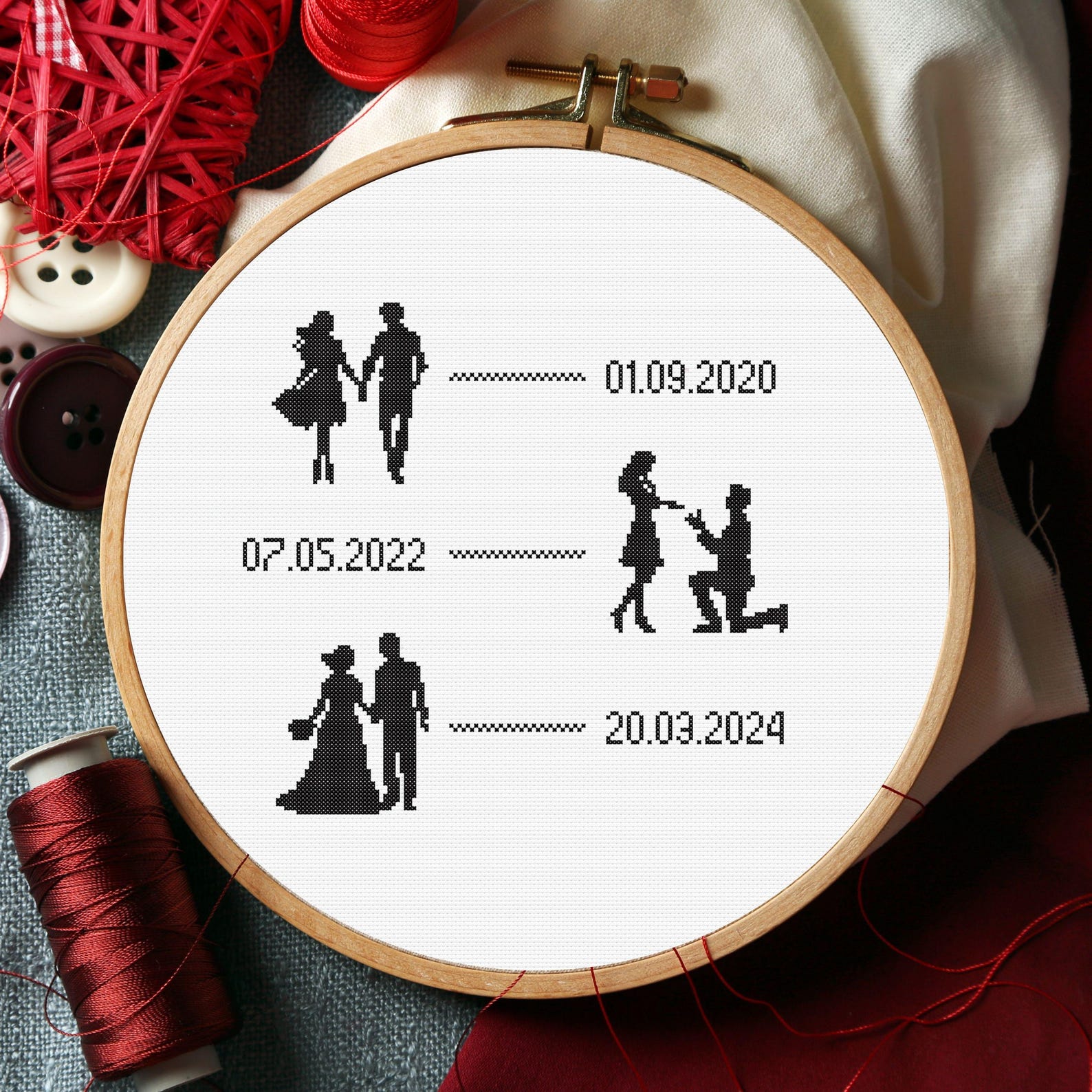 Custom Wedding Dates Cross Stitch Pattern (PDF) - Etsy