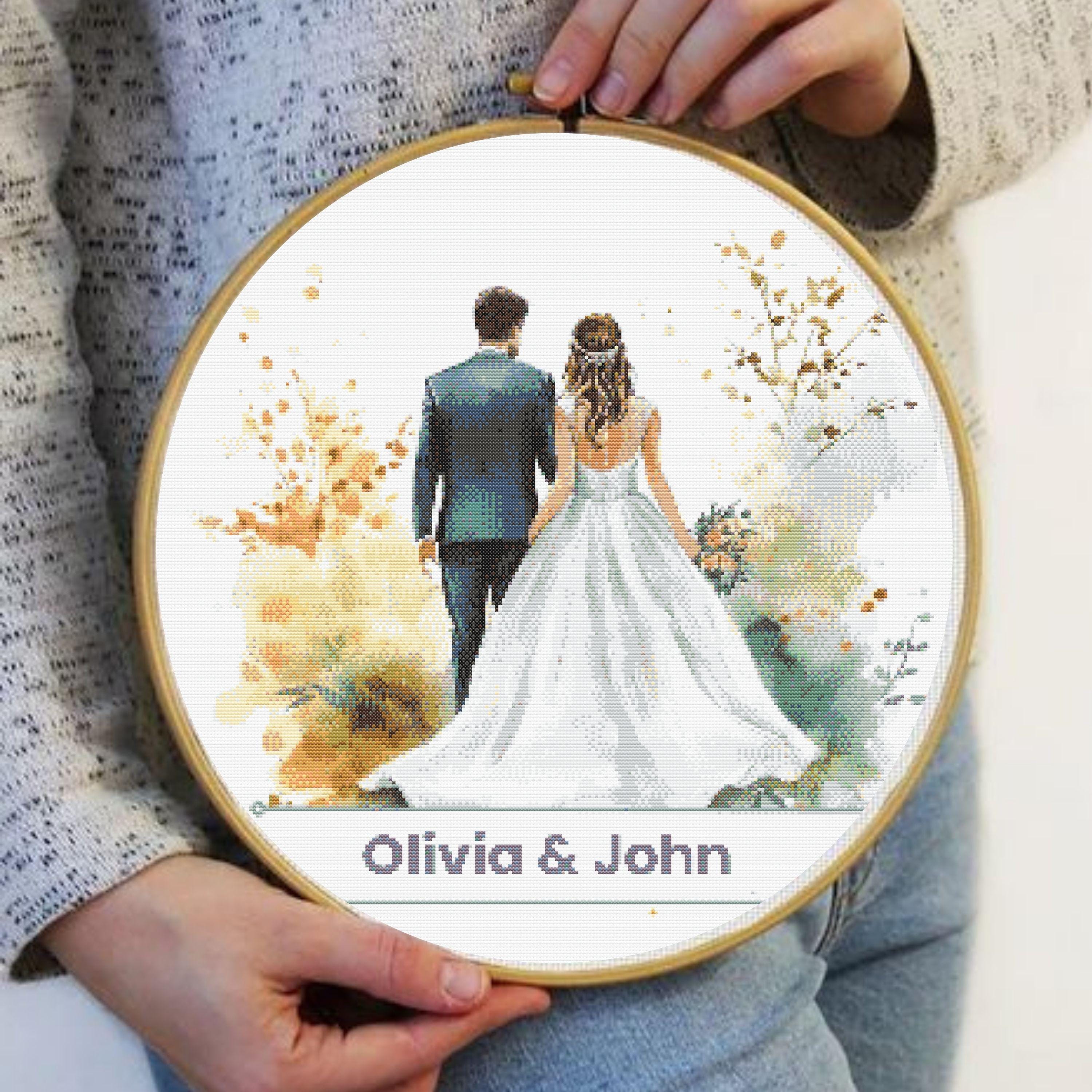 Personalized Wedding Cross Stitch Pattern, Custom Couple Embroidery ...