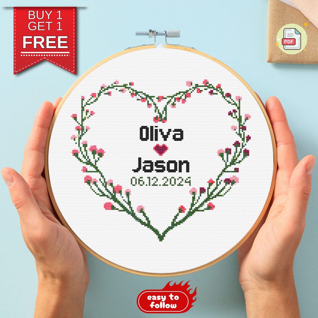 Wedding Modern Cross Stitch Pattern, Personalized Counted Cross Stitch ...