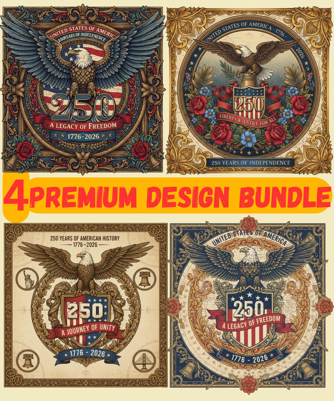 America 250th Anniversary PNG: USA Eagle Crest Legacy 1776–2026 ...