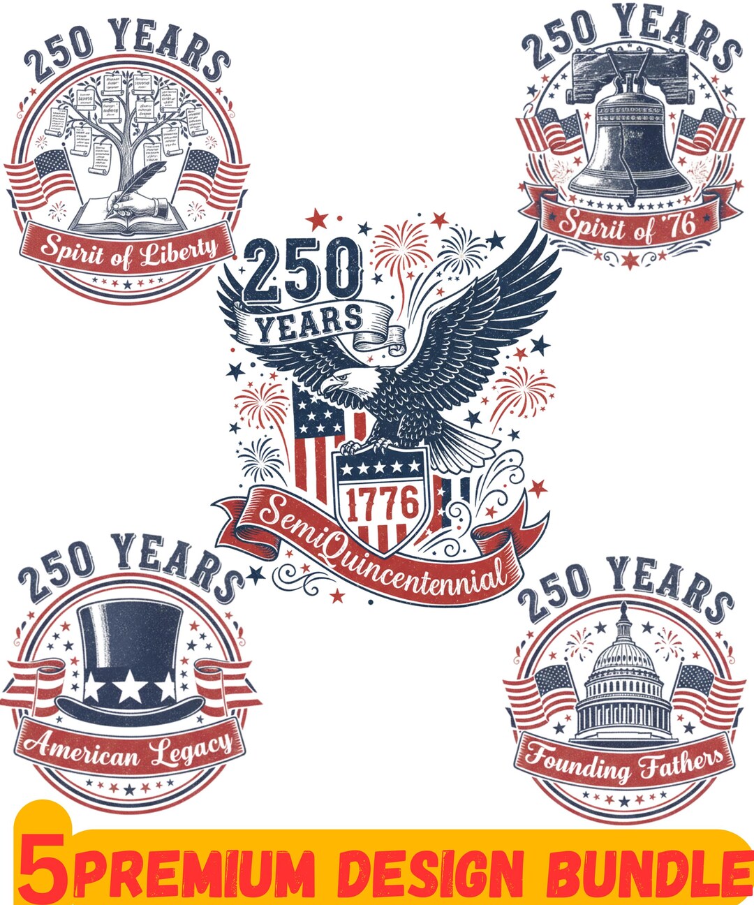 USA 250 Years America PNG Bundle | Semiquincentennial 1776 | Spirit of ...