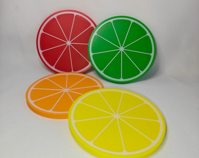 3D Printed Orange Slice Coasters: Citrus Drink Coaster With Rubber Pads ...