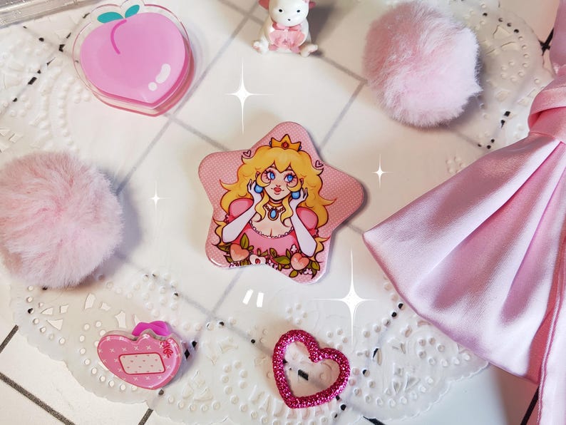 Princess Peach Pin || Star Shaped Badge, Inspired by Princess Peach ...