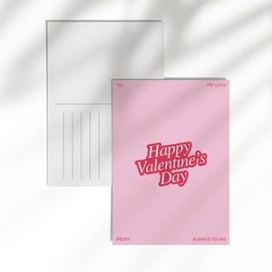 Valentines Day Card Set Minimal Printable Postcards in Red & Pink - Etsy