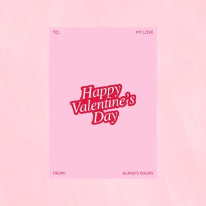 Valentines Day Card Set Minimal Printable Postcards in Red & Pink - Etsy