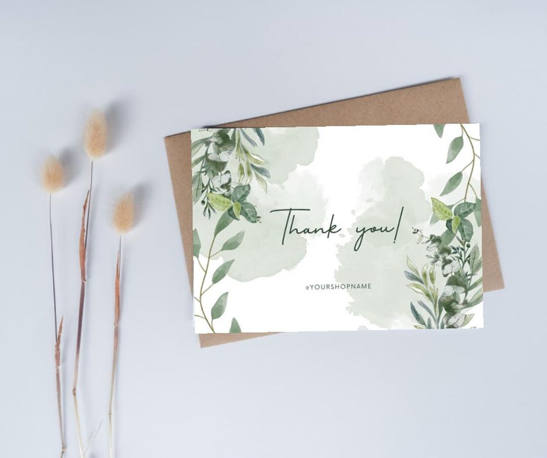 Greenery Thank You Cards for Businesses, Wedding, Purchases, Etc ...