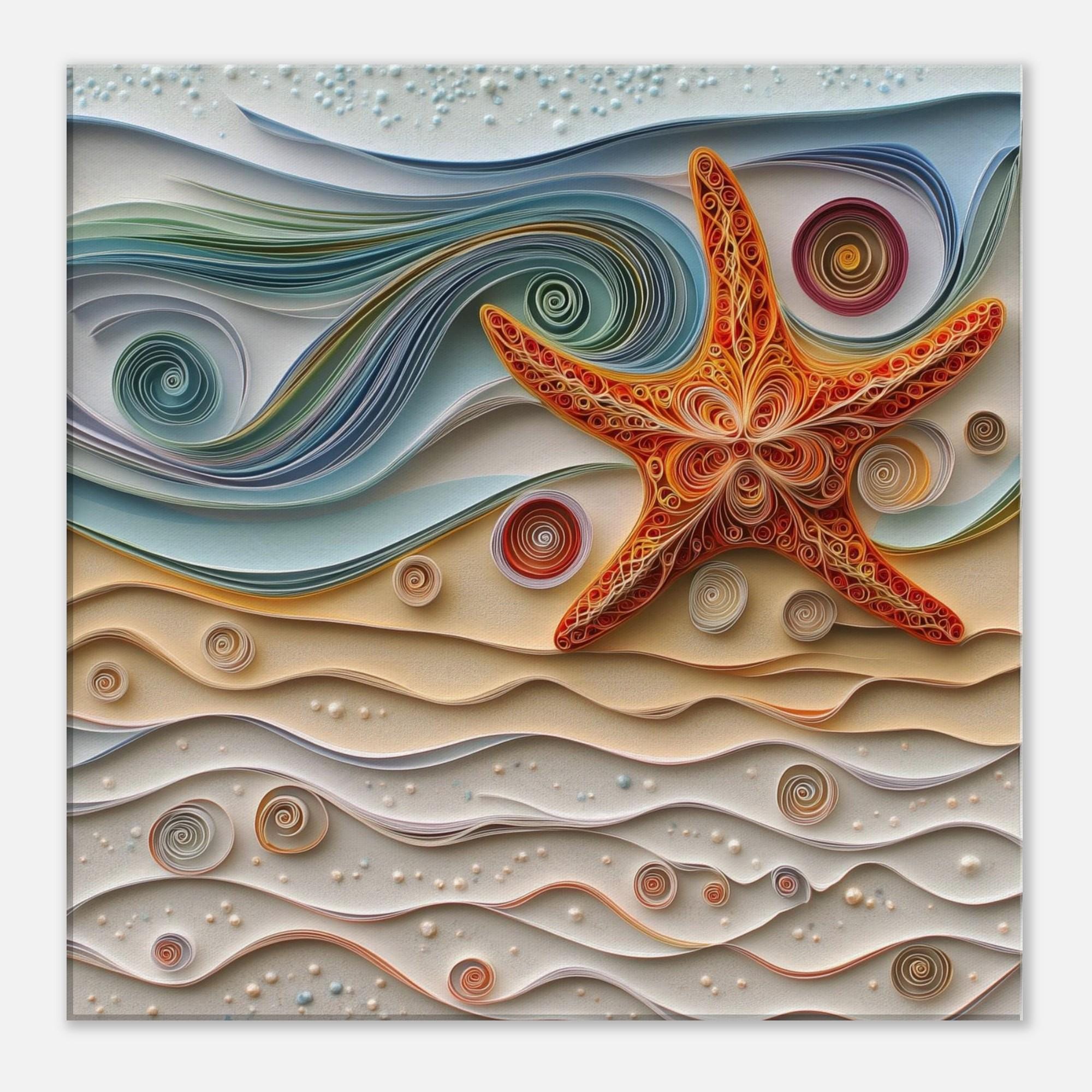Starfish on Sandy Shore, Paper Quilling Artwork of Starfish and Ocean ...