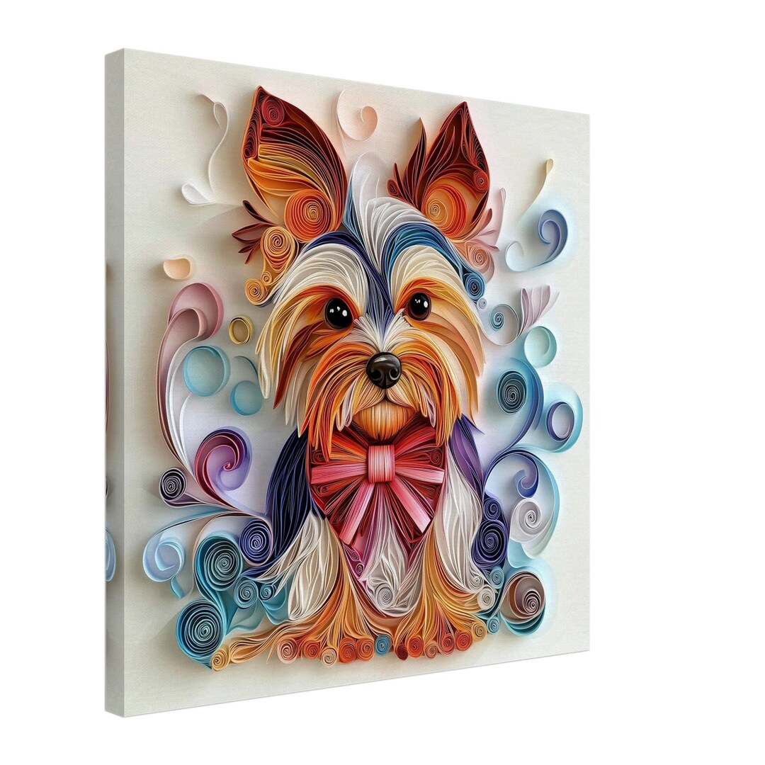 Dapper Yorkie, Paper Quilling Artwork of a Stylish Dog, Quilled Paper ...