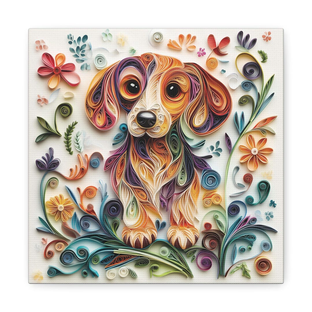 Charming Dachshund, Paper Quilling Artwork of a Colorful Dog, Quilled ...