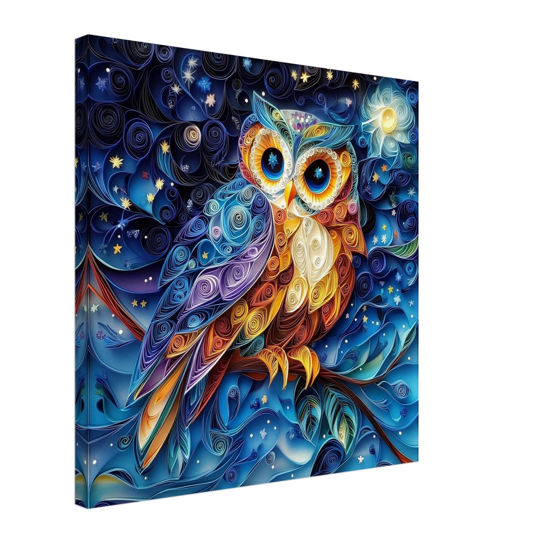 Colorful Owl, Paper Quilling Artwork of an Owl in the Night Sky ...