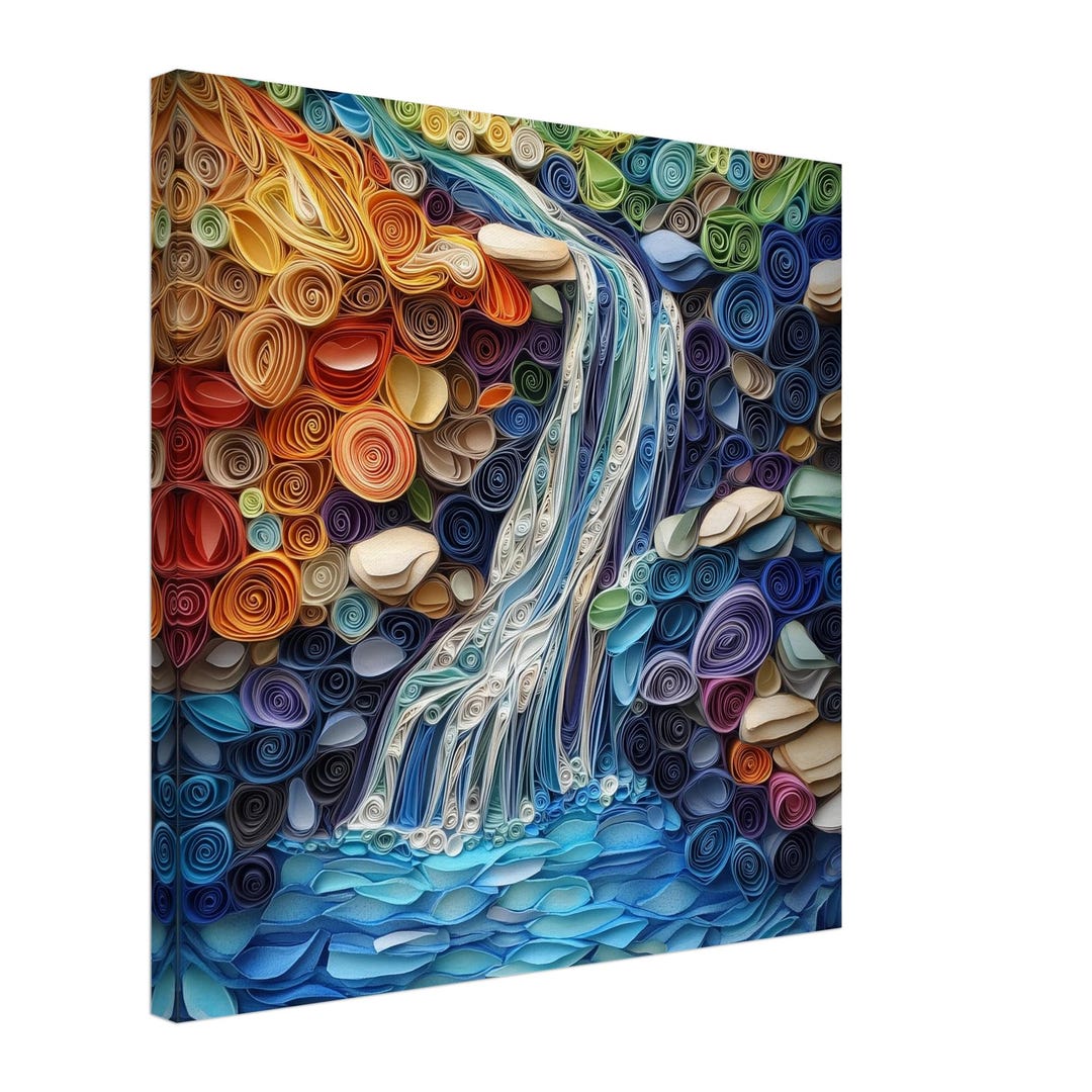 Flowing Waterfall, Paper Quilling Artwork of a Colorful Waterfall ...