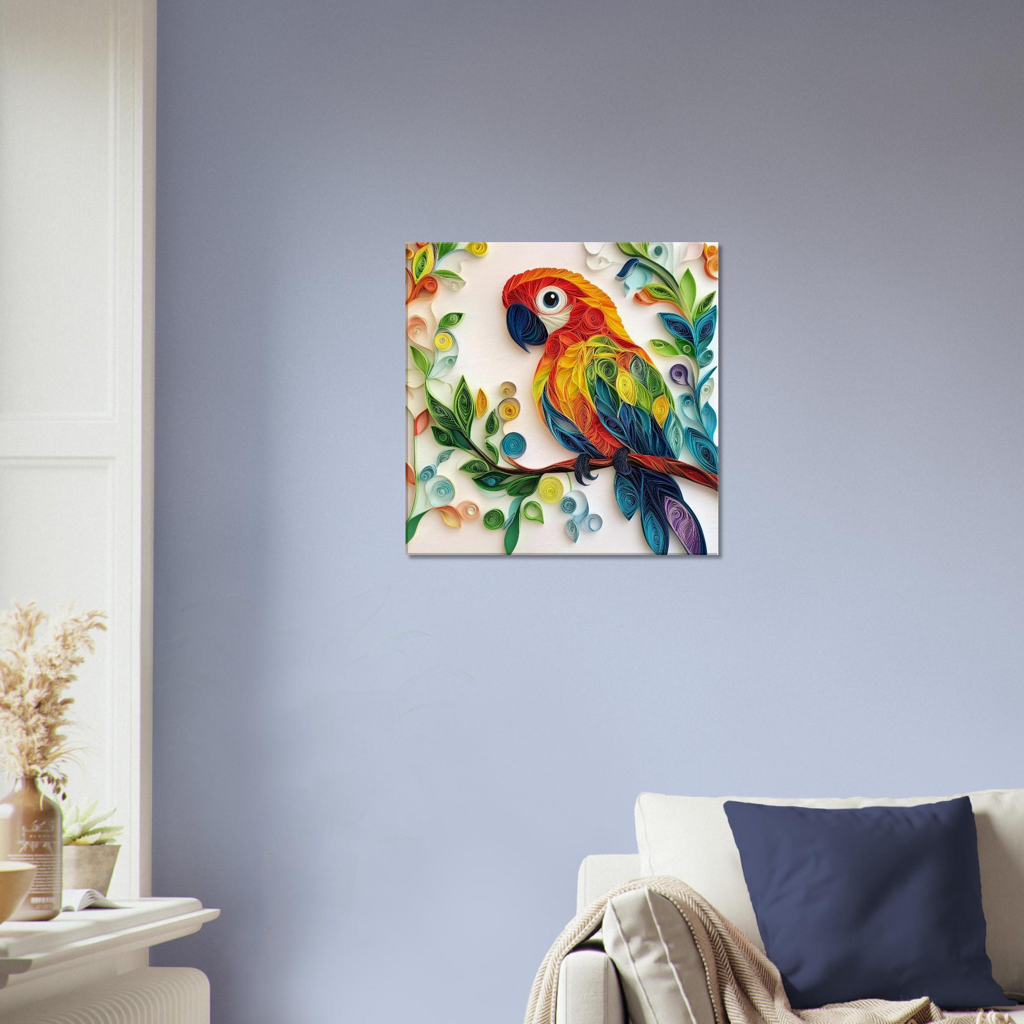 Colorful Parrot, Paper Quilling Artwork of a Parrot on a Branch ...