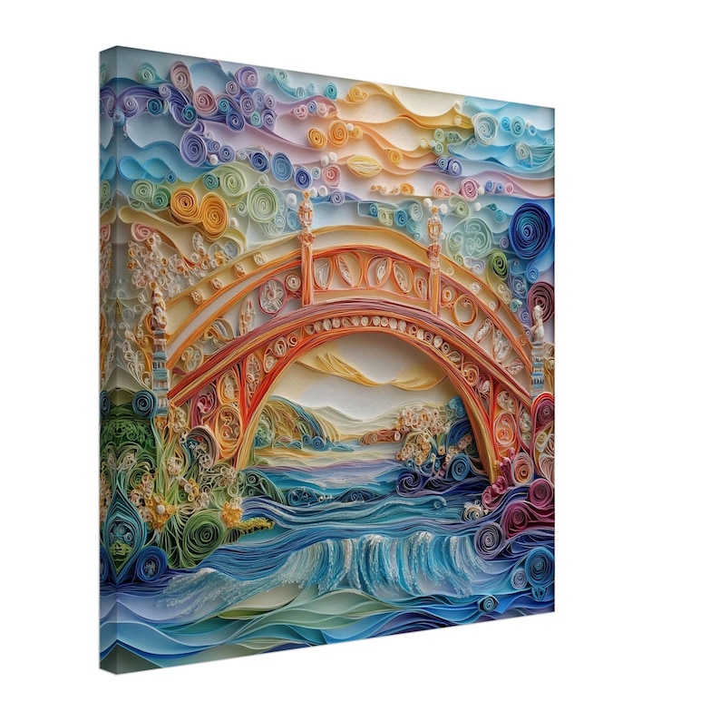 Whimsical Water Bridge, Paper Quilling Artwork of Fantasy, Quilled ...