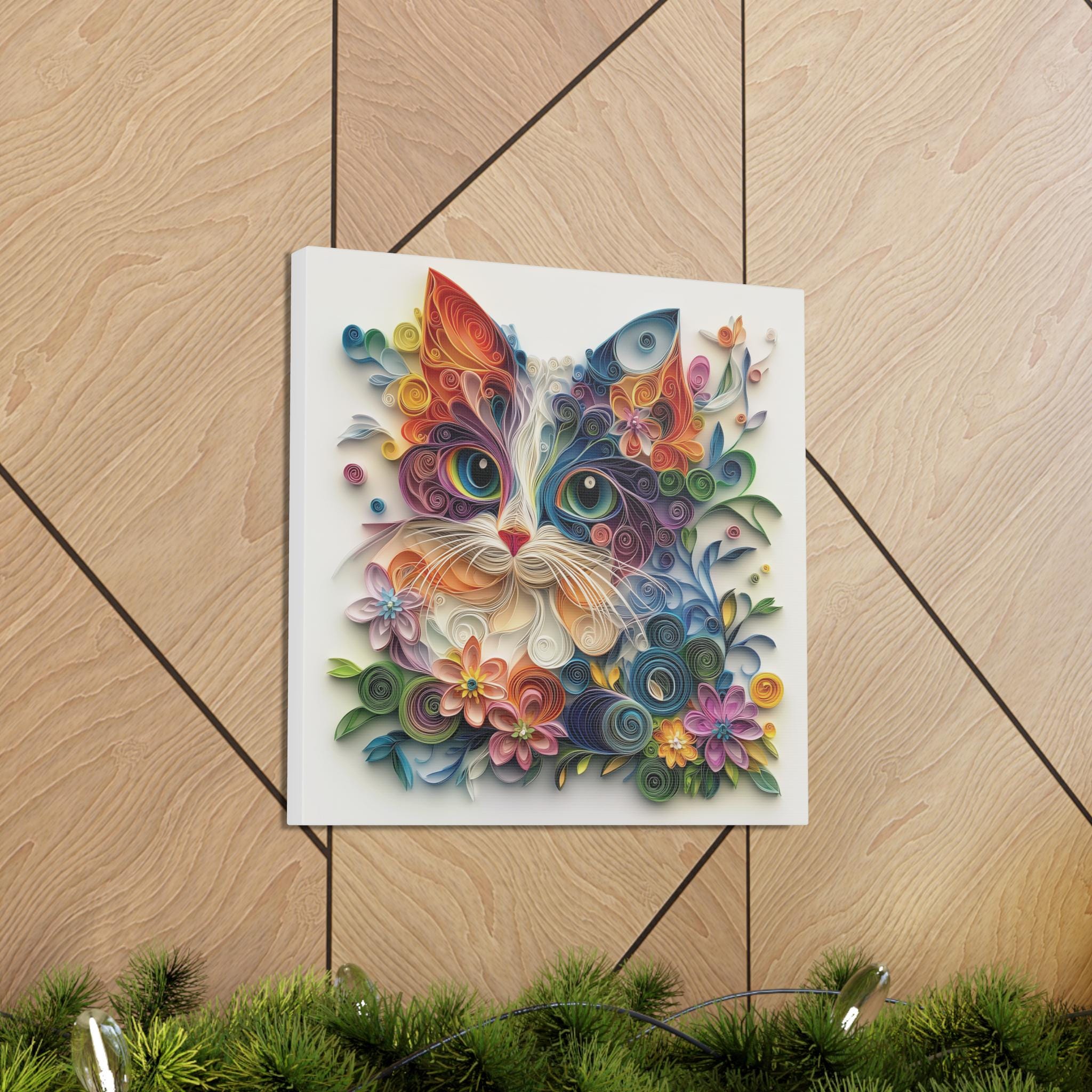 Floral Feline, Paper Quilling Artwork of a Vibrant Cat With Blooming ...