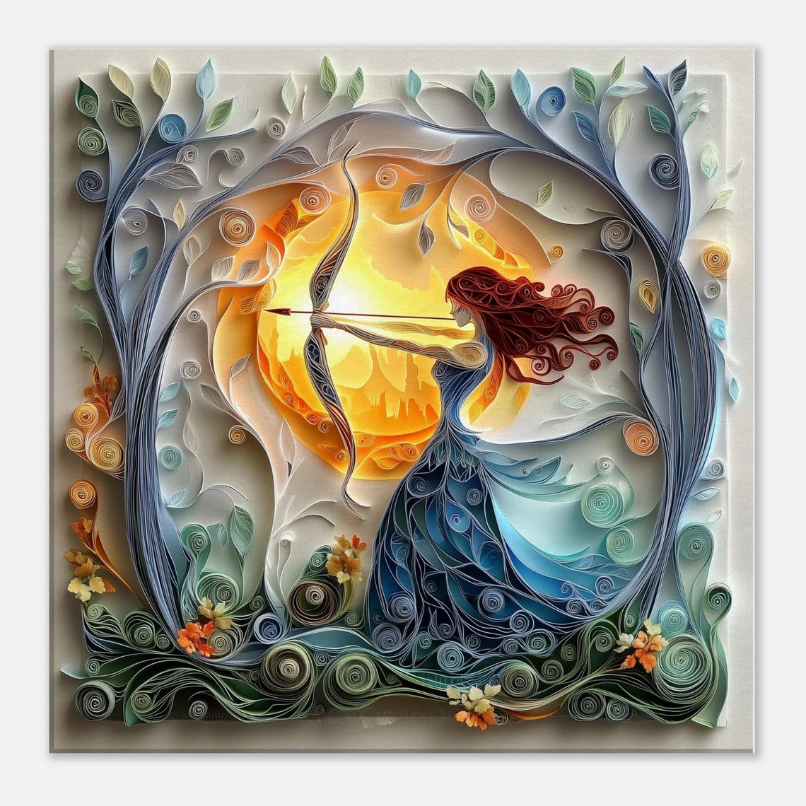 Artemis of the Quilled Woods, Paper Quilling Artwork of Mythic Huntress ...