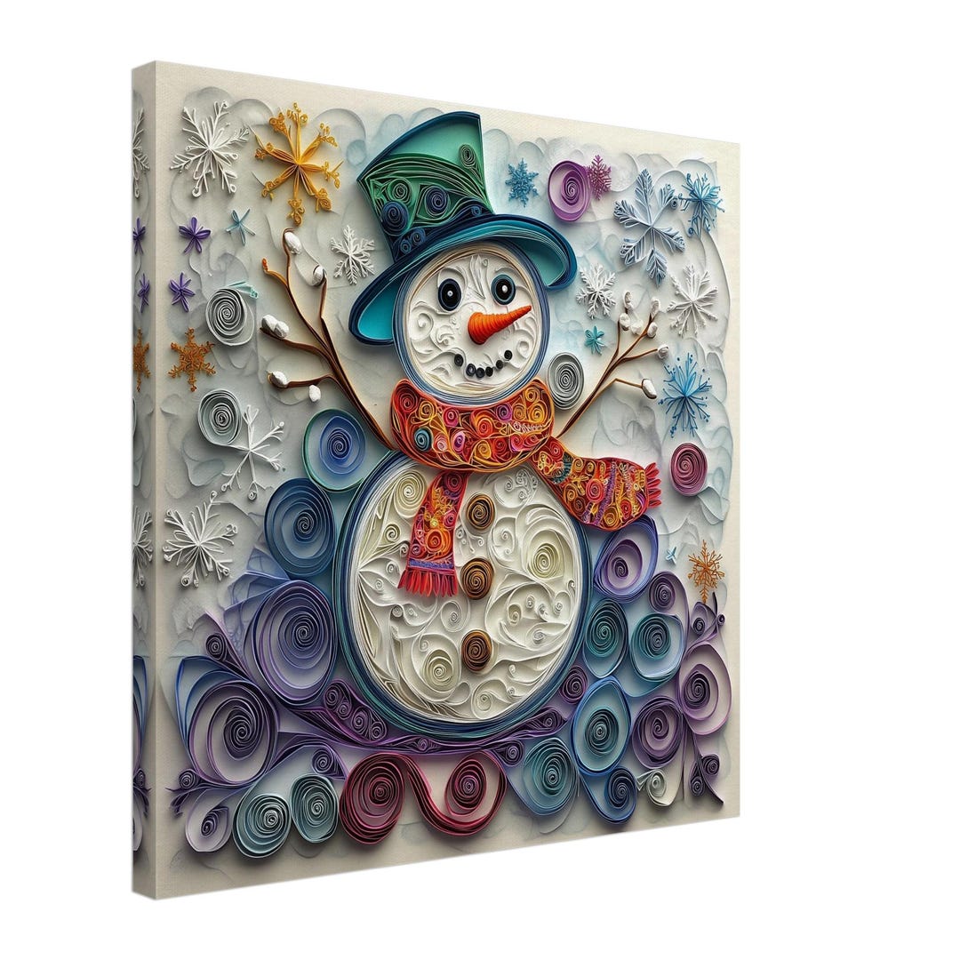 Frosty Friend, Paper Quilling Artwork of Winter Snowman, Quilled Paper ...