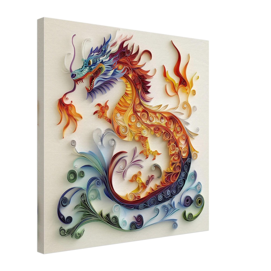 Mythical Dragon, Paper Quilling Artwork of Fire Serpent, Quilled Paper ...
