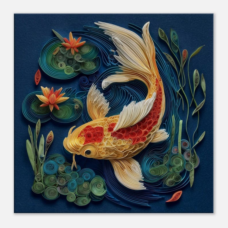 Golden Koi, Paper Quilling Artwork of a Koi Fish, Quilled Paper Design ...