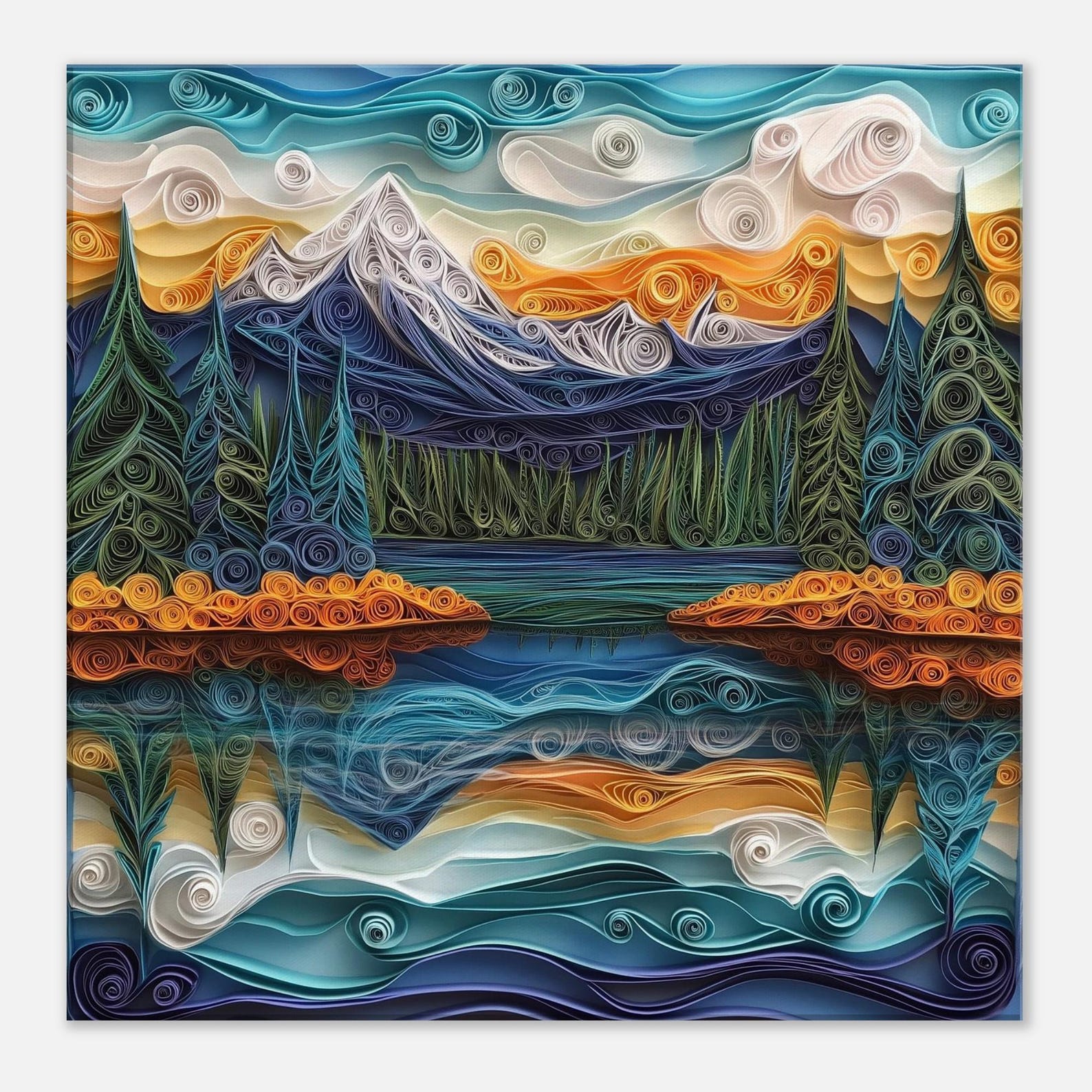 Mountain Lake Reflection, Paper Quilling Art of Nature, Quilled Paper ...