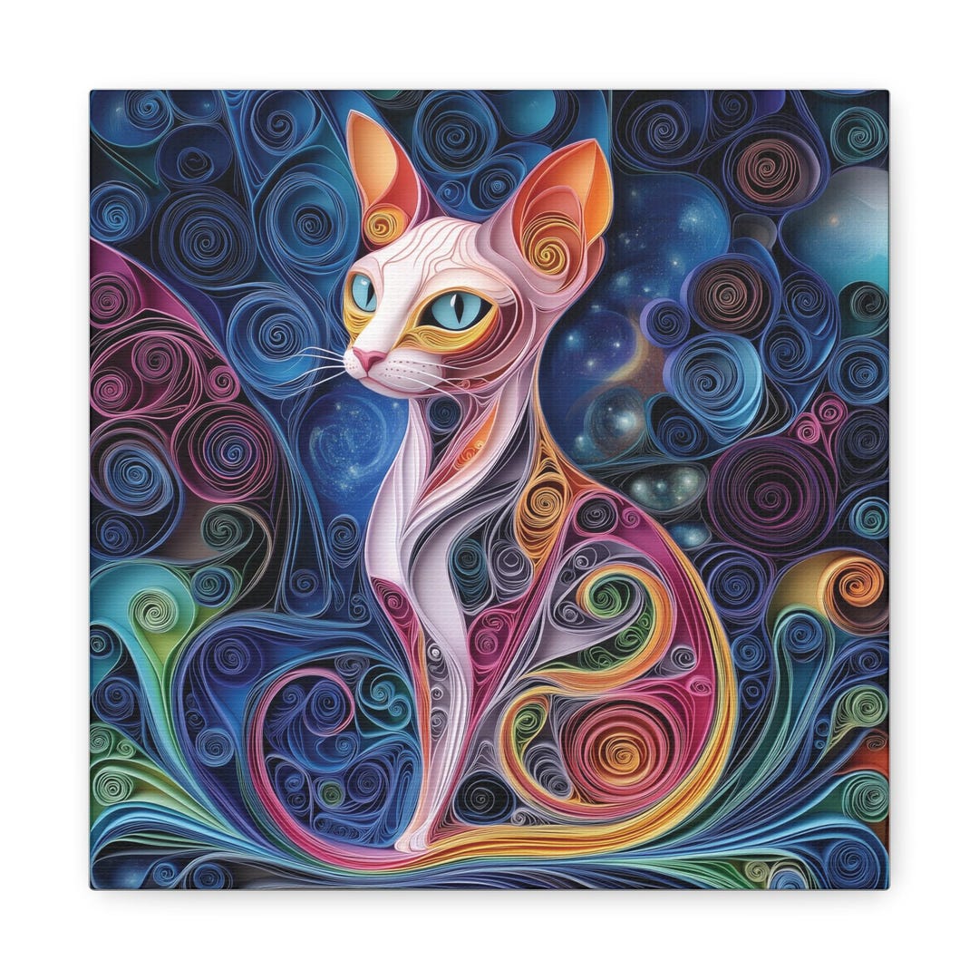 Cosmic Cat, Paper Quilling Artwork of a Sleek Feline in a Galaxy ...