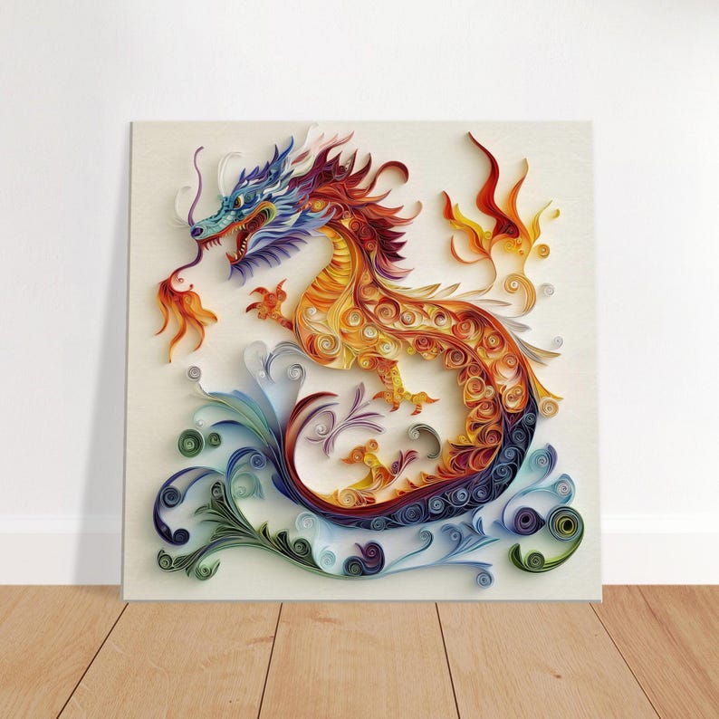 Mythical Dragon, Paper Quilling Artwork of Fire Serpent, Quilled Paper ...