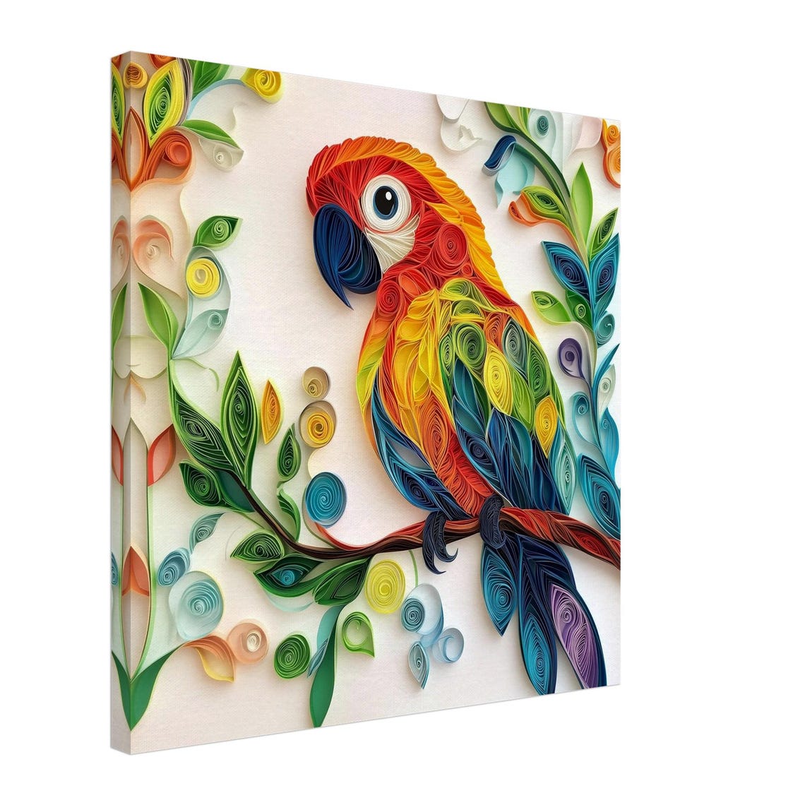 Colorful Parrot, Paper Quilling Artwork of a Parrot on a Branch ...