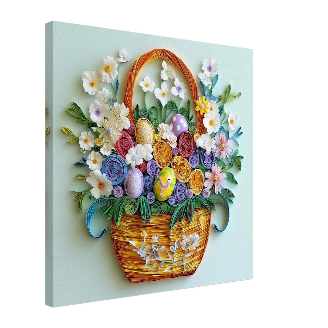 Spring Basket, Paper Quilling Artwork of a Colorful Easter Basket ...