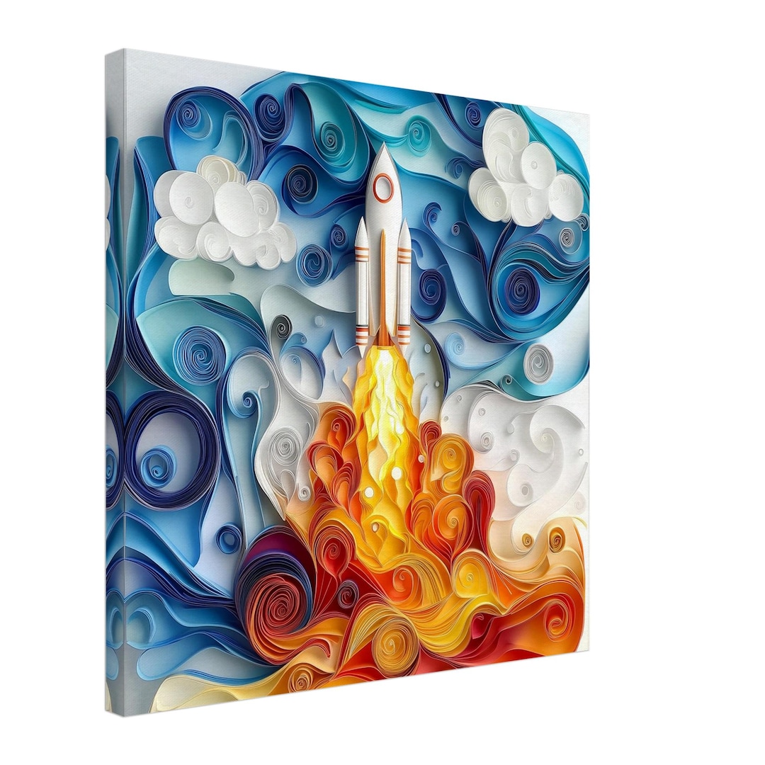 Rocket Launch, Paper Quilling Artwork of a Space Rocket, Quilled Paper ...