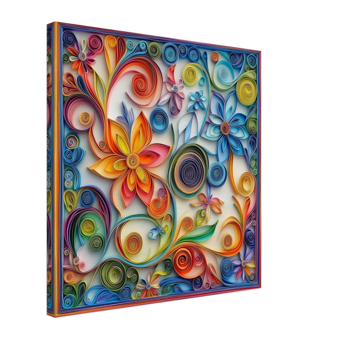 Vibrant Blossom, Paper Quilling Artwork of Colorful Flowers and Swirls ...