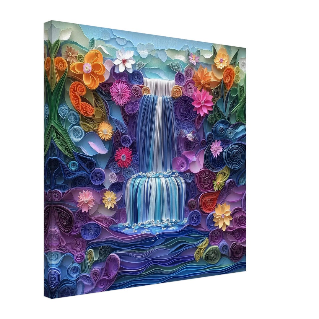 Serene Waterfall, Paper Quilling Artwork of a Colorful Waterfall With ...