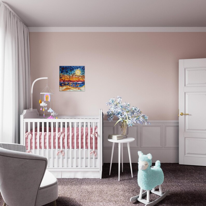 Desert Caravan, Paper Quilling Artwork of Camels in a Vibrant Sunset ...