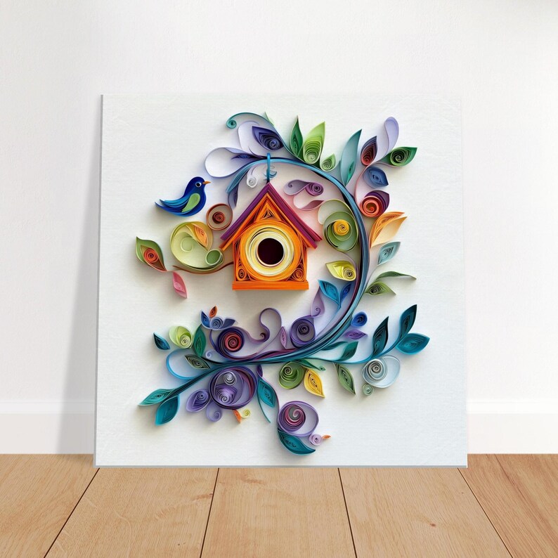 Birdhouse Bliss, Paper Quilling Artwork of a Birdhouse and Nature ...