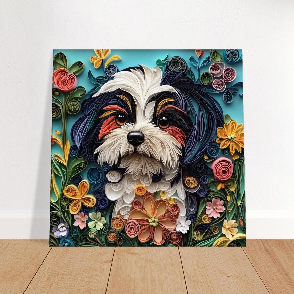 Floral Pup, Paper Quilling Artwork of a Cute Dog, Quilled Paper Design ...