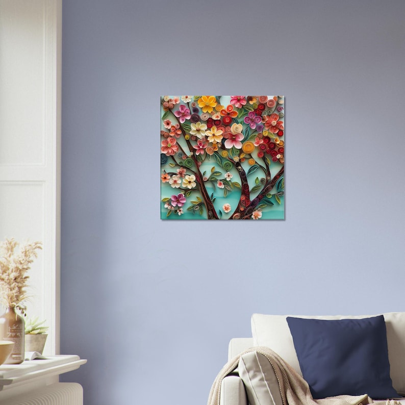 Floral Bliss, Paper Quilling Artwork of Vibrant Flowers and Branches ...