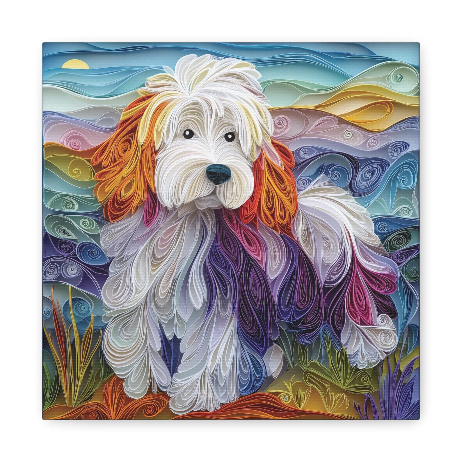 Fluffy Sheepdog, Paper Quilling Artwork of a Dog With Colorful Swirls ...