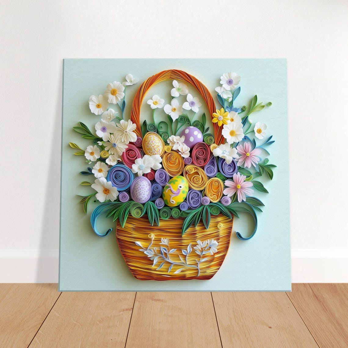 Spring Basket, Paper Quilling Artwork of a Colorful Easter Basket ...