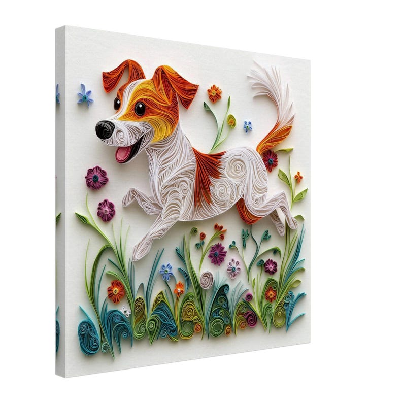 Leaping Jack Russell, Paper Quilling Art of a Happy Dog, Quilled Paper ...