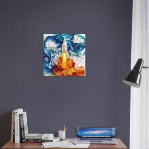 Rocket Launch, Paper Quilling Artwork of a Space Rocket, Quilled Paper ...