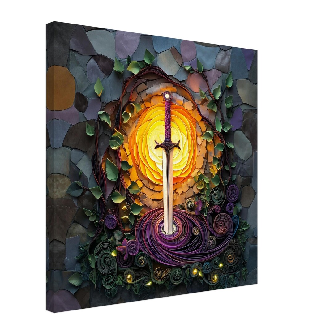 Radiant Sword, Paper Quilling Artwork of Illuminated Blade, Quilled ...