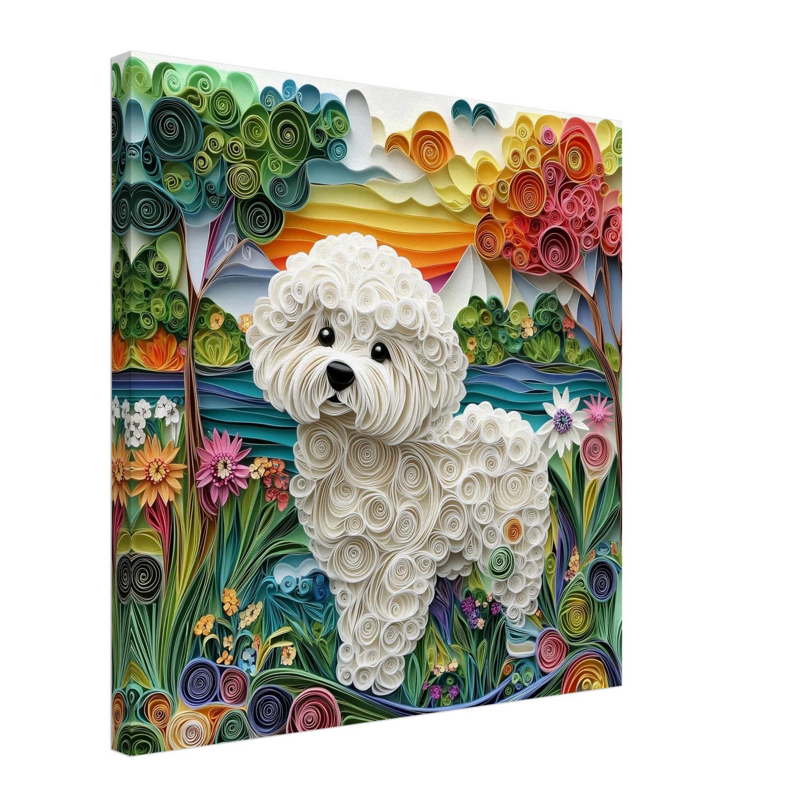Bichon Bloom, Paper Quilling Artwork of a Fluffy Dog, Quilled Paper ...