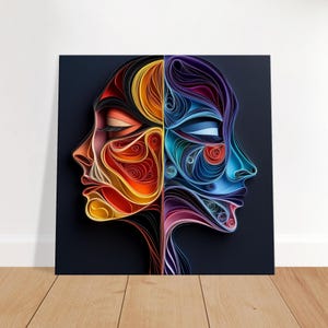 Dual Facets, Paper Quilling Two-sided Portrait, Quilled Paper Design ...