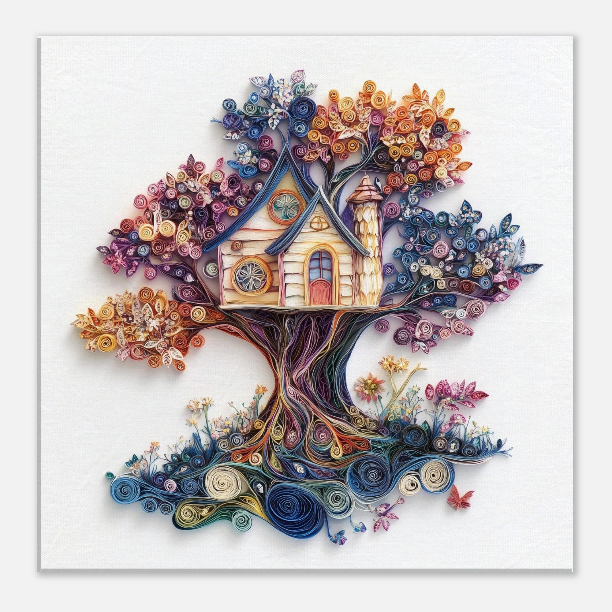 Whimsical Treehouse, Paper Quilling Artwork of a Treehouse in Bloom ...