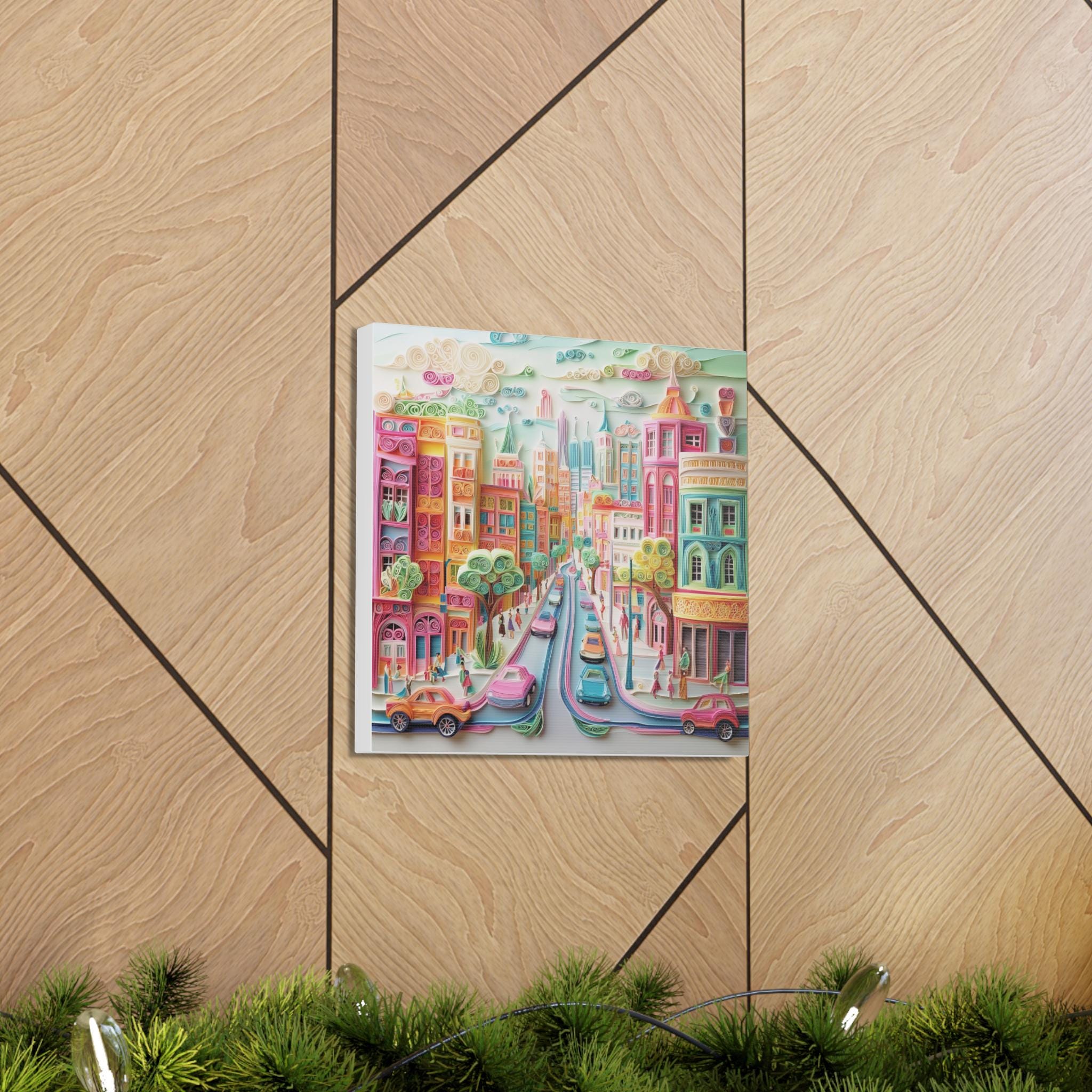 Vibrant City Street, Paper Quilling Artwork of a Lively Urban Scene ...