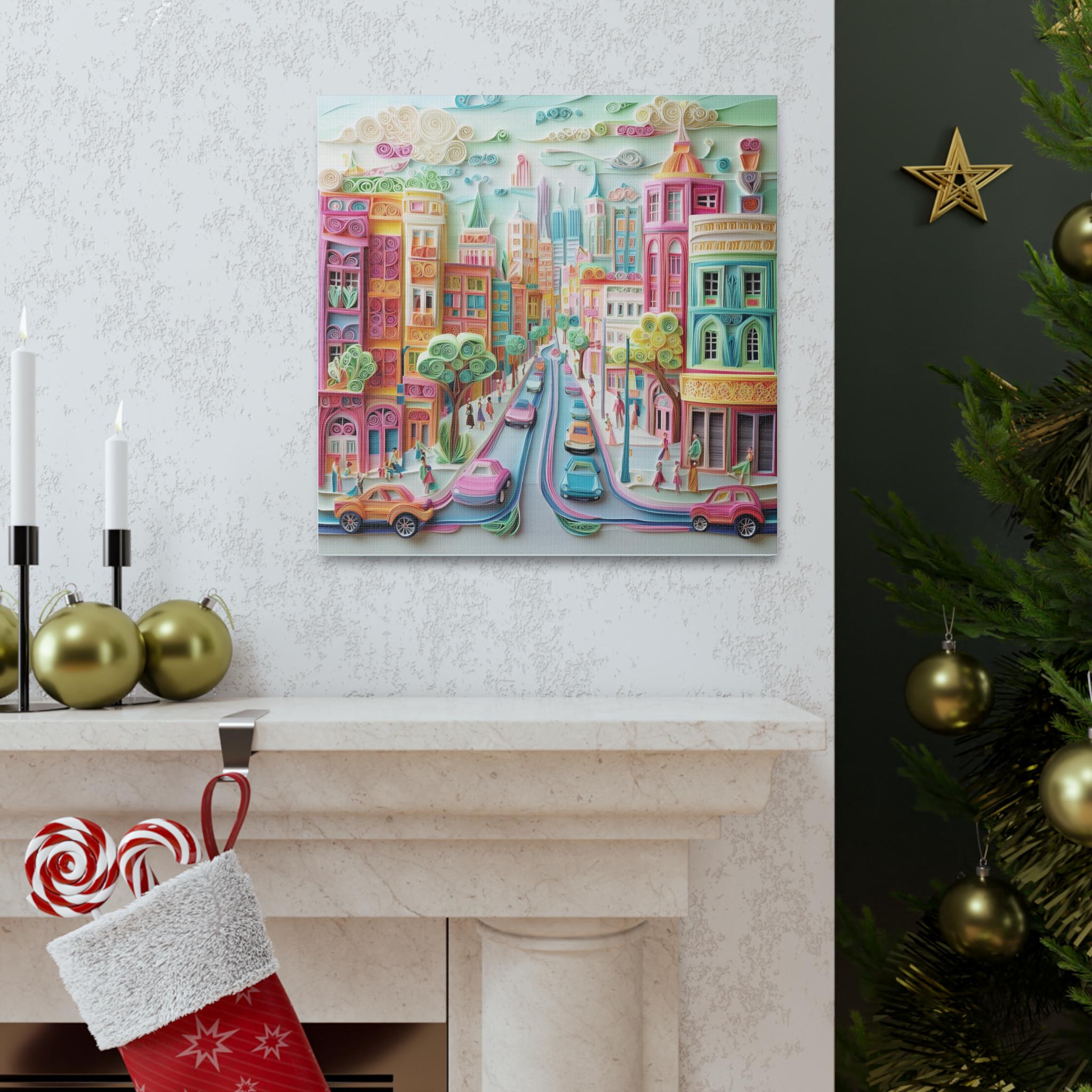 Vibrant City Street, Paper Quilling Artwork of a Lively Urban Scene ...