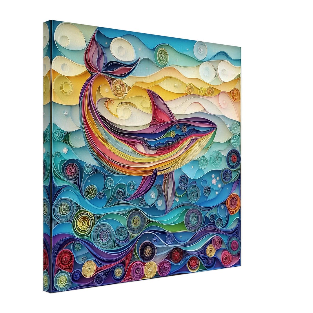 Majestic Whale, Paper Quilling Artwork of a Colorful Whale, Quilled ...