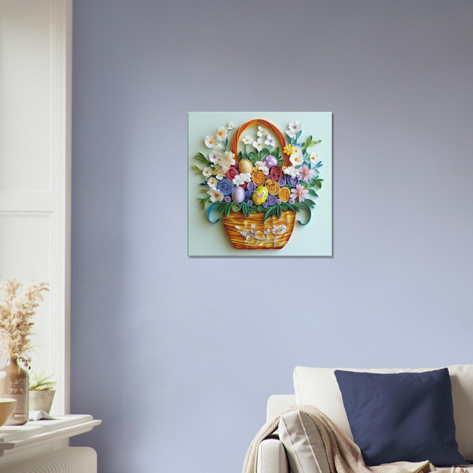 Spring Basket, Paper Quilling Artwork of a Colorful Easter Basket ...