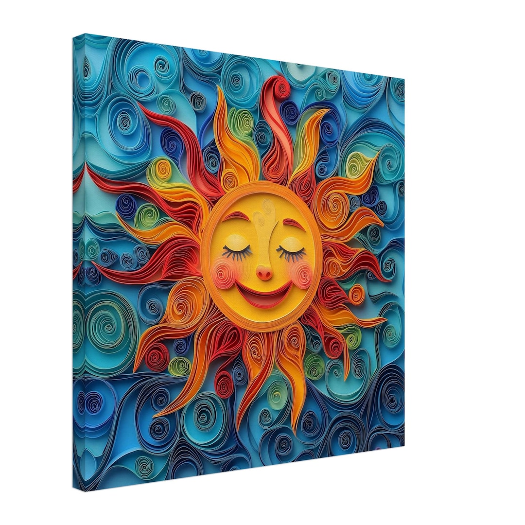 Smiling Sun, Paper Quilling Artwork of Radiant Face, Quilled Paper ...