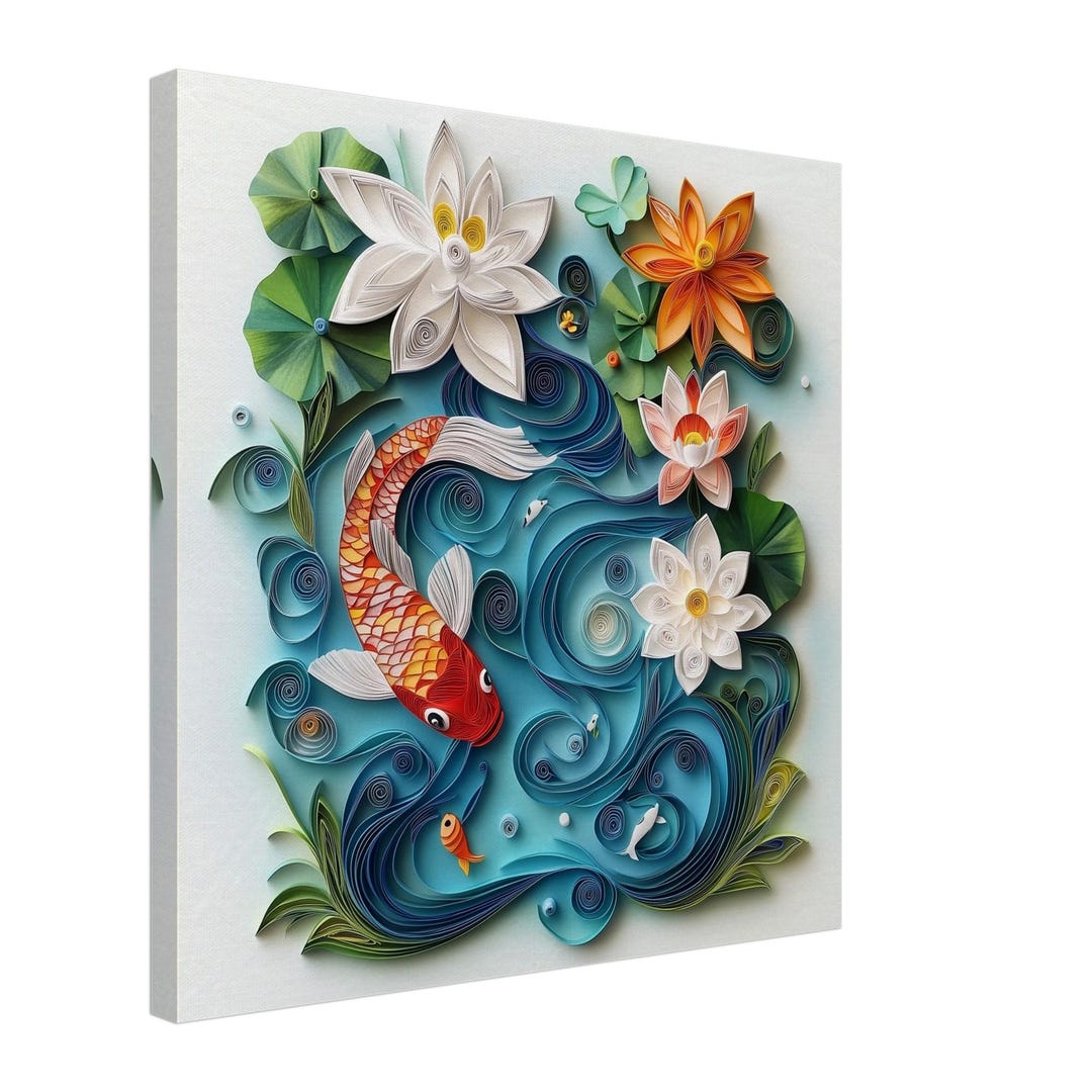 Koi Pond Serenity, Paper Quilling Artwork of Fish and Water Lilies ...